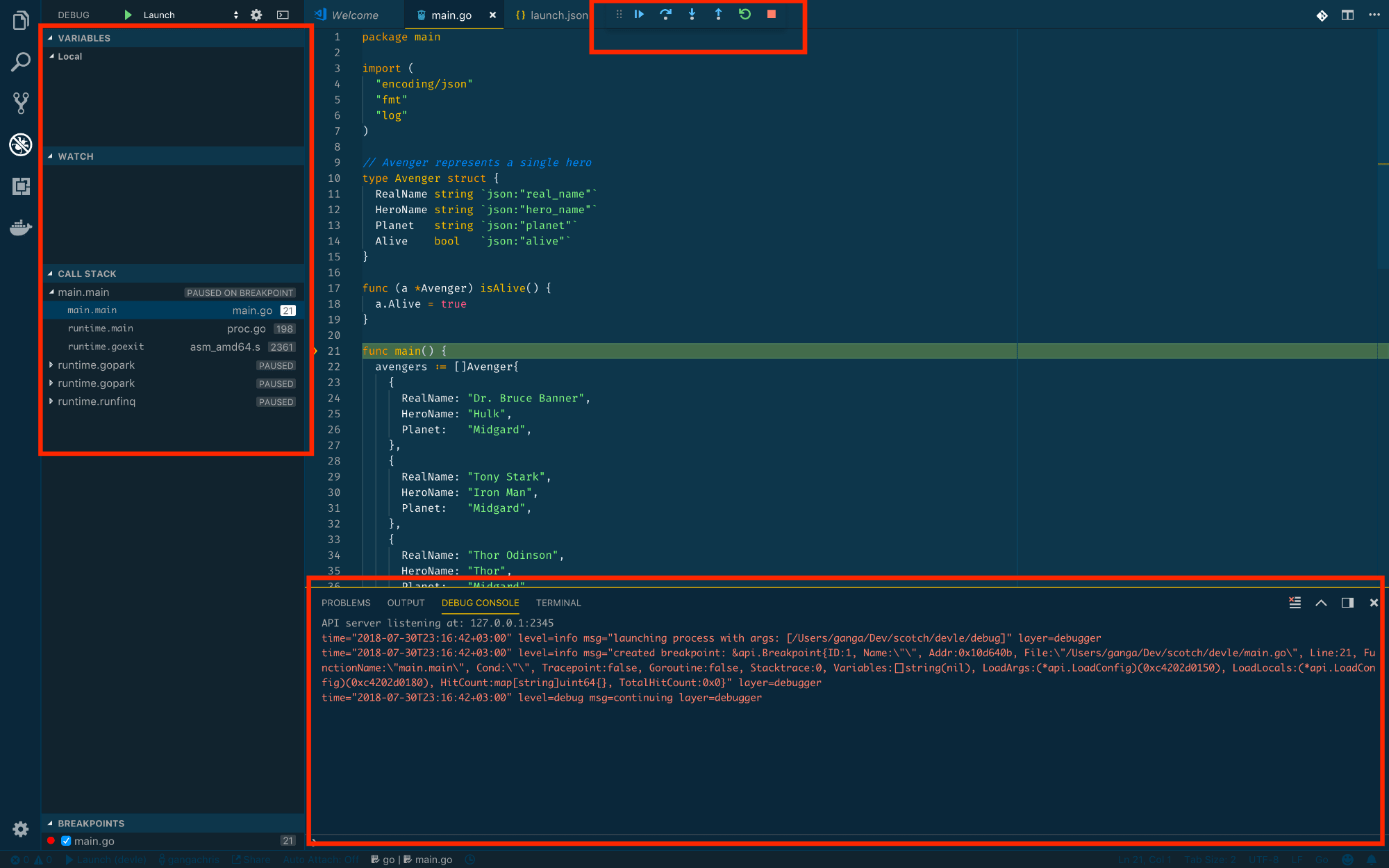Goland Debugging Dymain